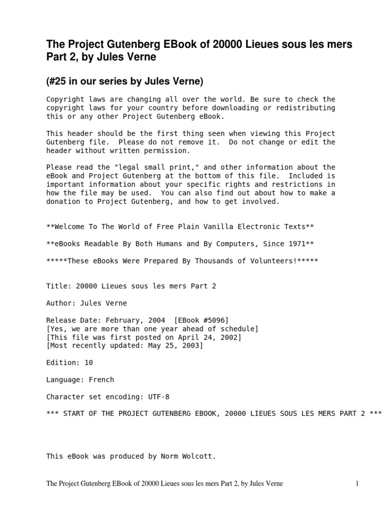 Lieues Sous Les Mers - Part 2 by Verne, Jules, 1828-1905 | PDF ...