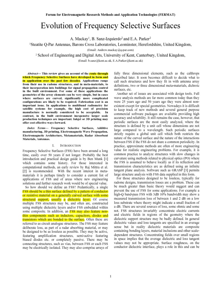 Frequency Selective Surfaces | PDF | Metamaterial | Permittivity