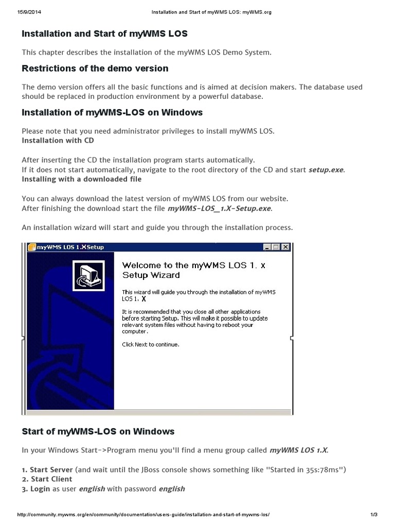 Installation and Start of myWMS LOS - myWMS PDF | PDF | Superuser ...