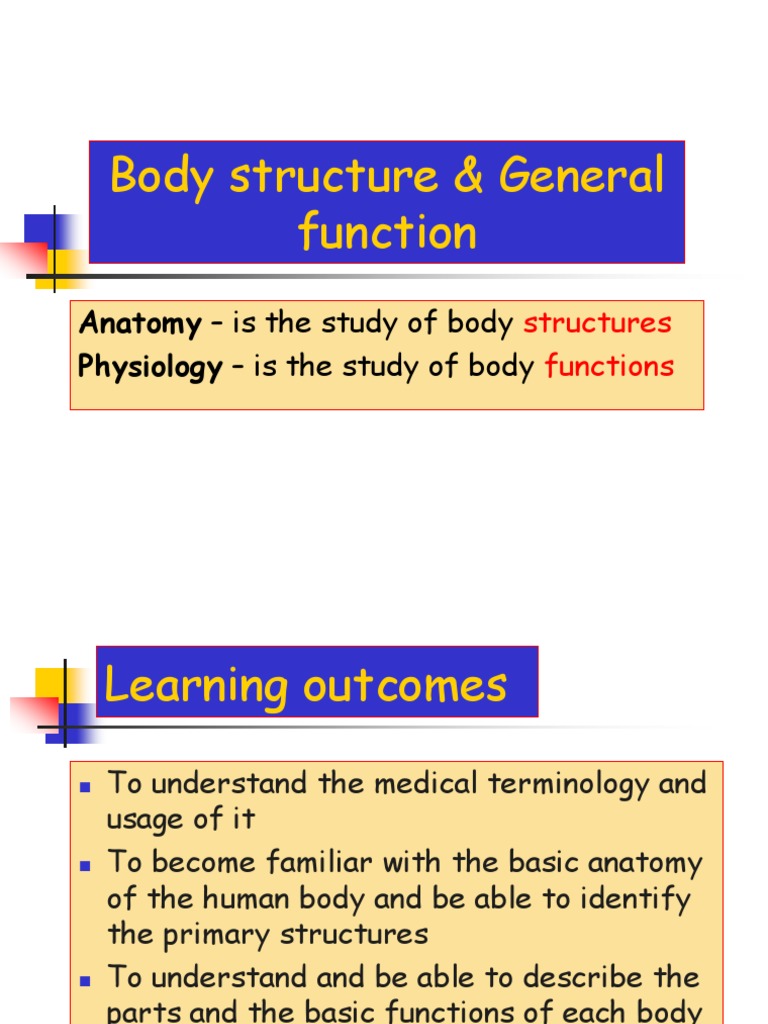 1-1. Body Structure General Function - ME213 | PDF | Anatomical Terms ...