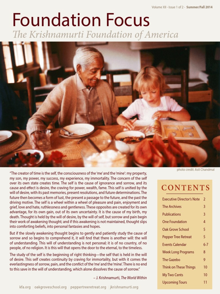 Foundation Focus Fall 2014 Web | PDF | Jiddu Krishnamurti | Walden