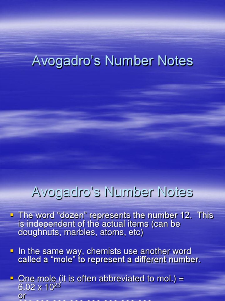 Avogadro's Number Notes | PDF | Mole (Unit) | Molecules