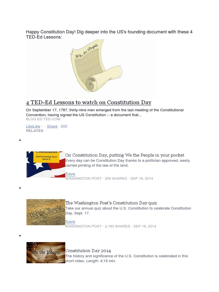4 TED-Ed Lessons To Watch On Constitution Day | PDF | Travel