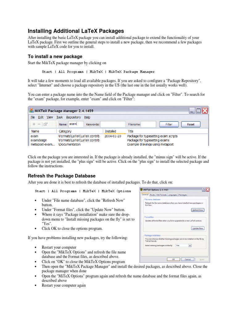Installing Additional Latex Packages: To Install A New Package | PDF ...