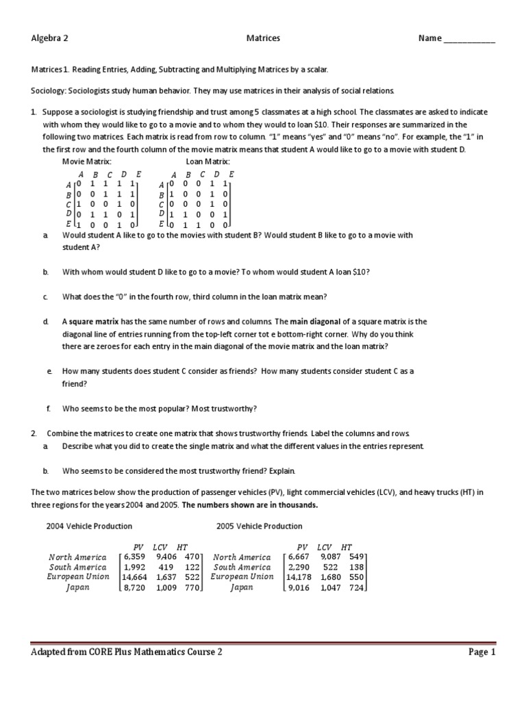 Matrix Handout | Download Free PDF | Abstract Algebra | Mathematical ...