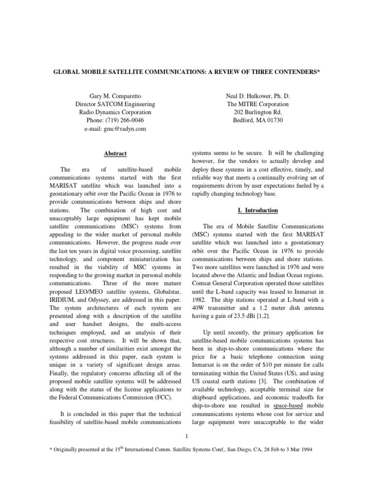 Comparison of Several MSS Systems | PDF | Code Division Multiple Access ...