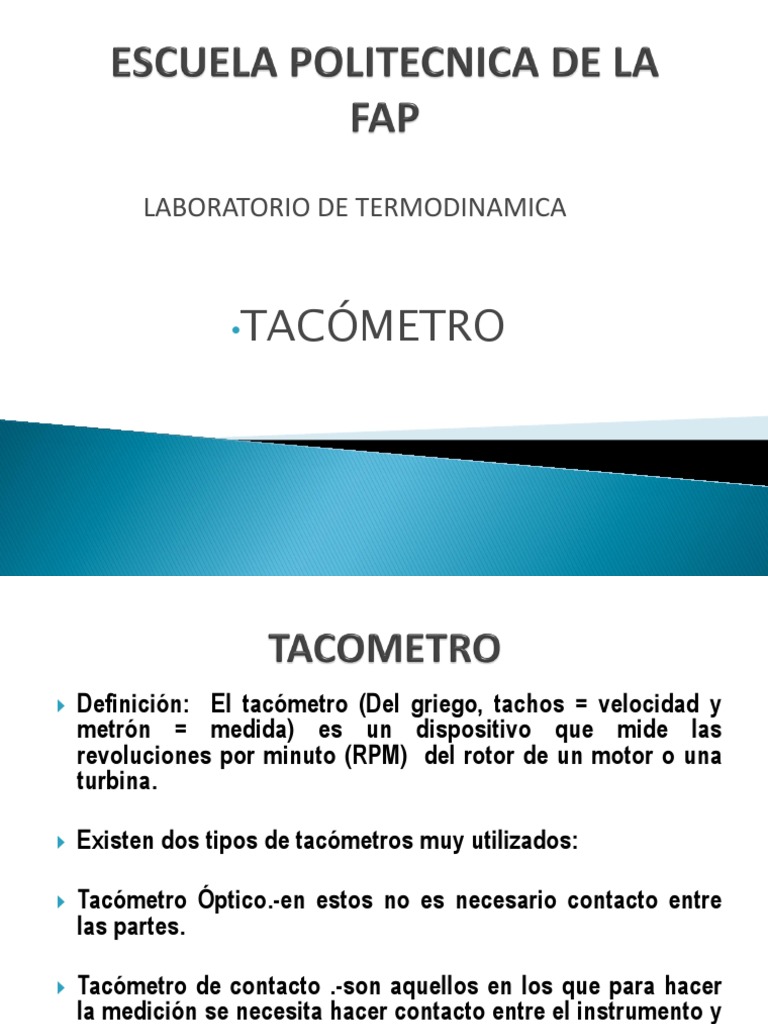 Tipos y Funcionamiento del Tacómetro | PDF | Generador eléctrico ...
