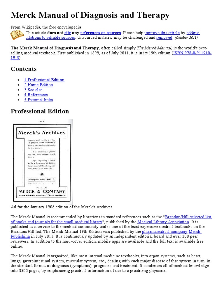 Merck Manual of Diagnosis and Therapy | PDF | Health Care | Medicine