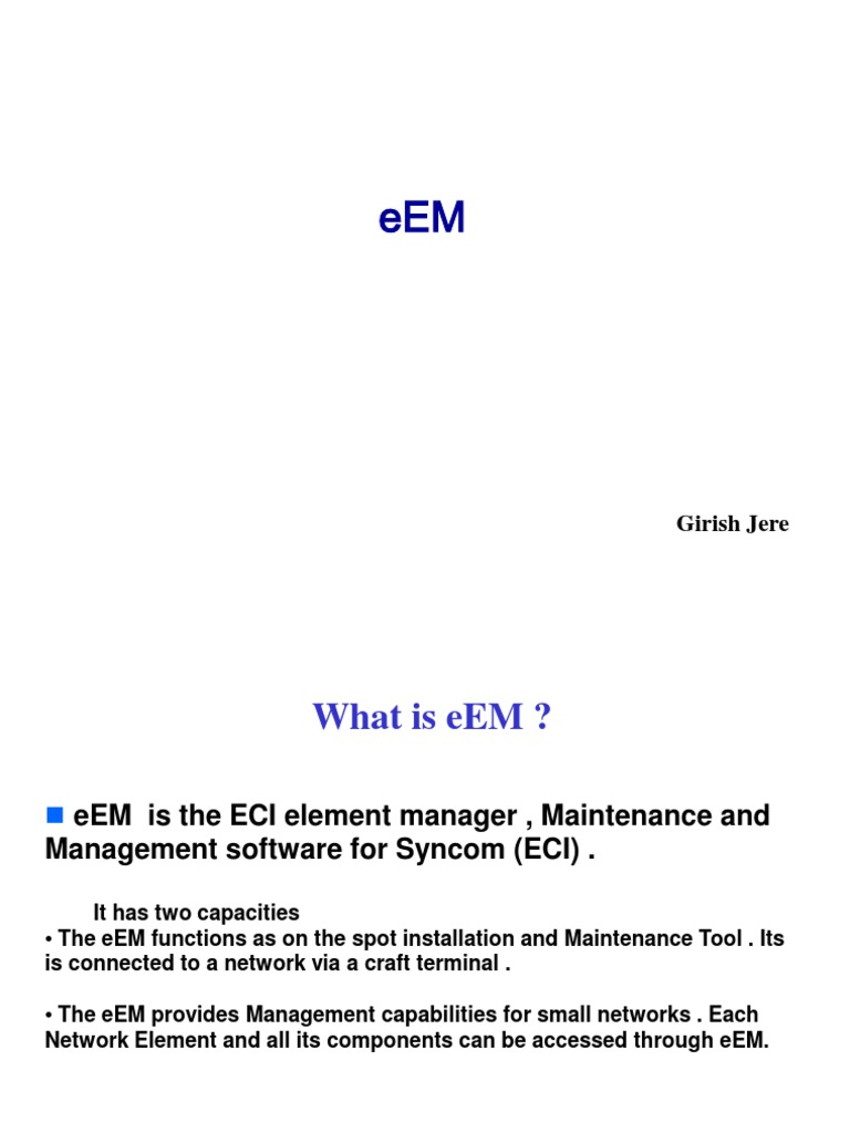 eEM: ECI Element Manager Overview | PDF