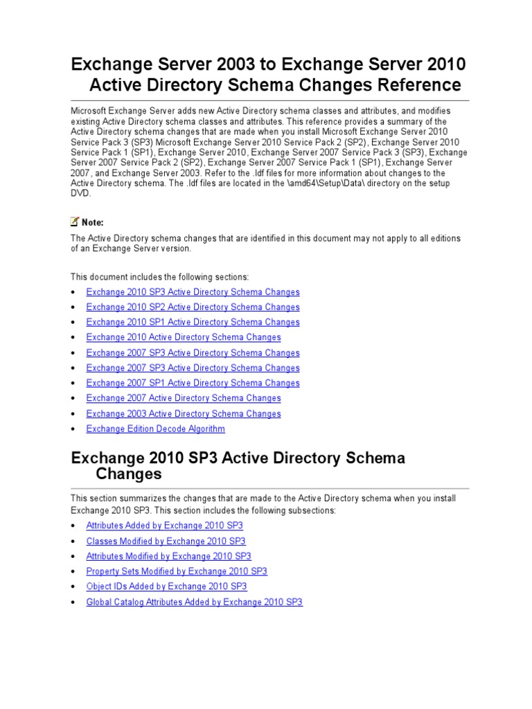 Exchange Server 2003 To Exchange Server 2010 Active Directory Schema ...