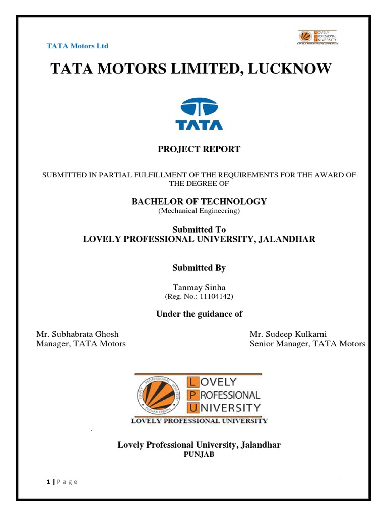 Tâta Motors Project Report | PDF | Vehicles | Motor Vehicle