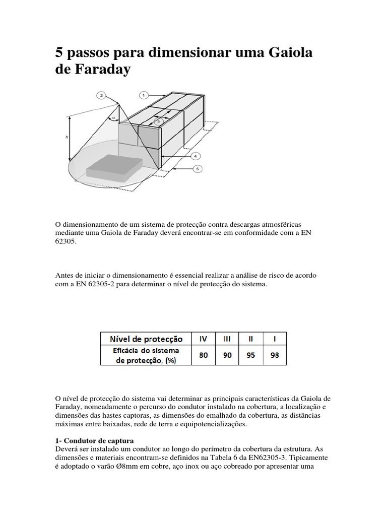 5 Passos para Dimensionar Uma Gaiola de Faraday | PDF | Relâmpago | Solo