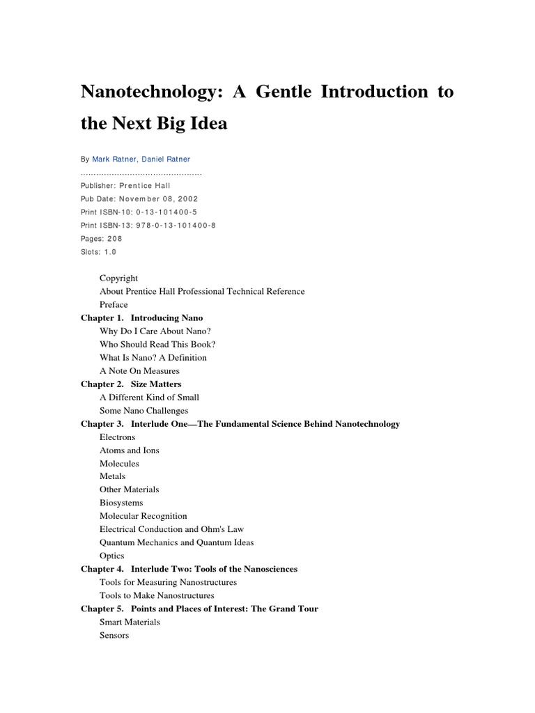Ratner - Nanotechnology - A Gentle Introduction To The Next Big Idea | PDF
