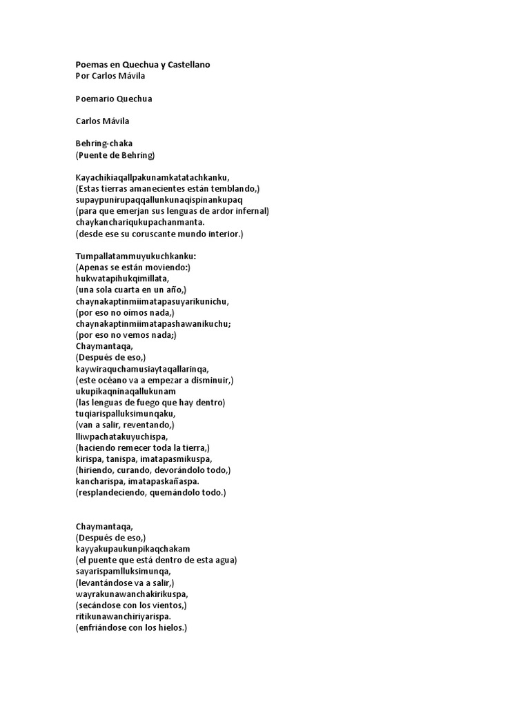 Poemas Incas | PDF | Ocio