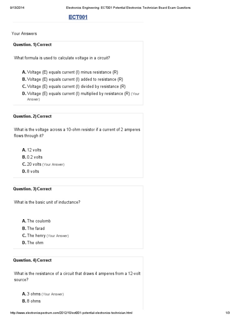 Electronics Engineering - ECT001 Potential Electronics Technician Board ...