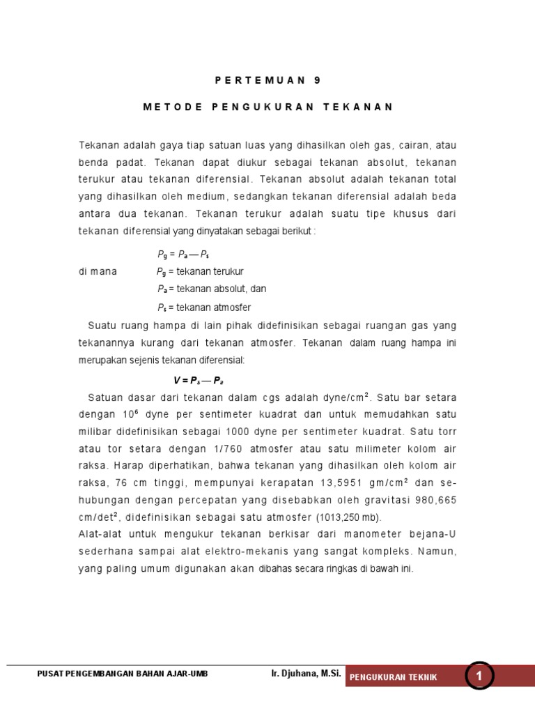 Metode Pengukuran Tekanan | PDF