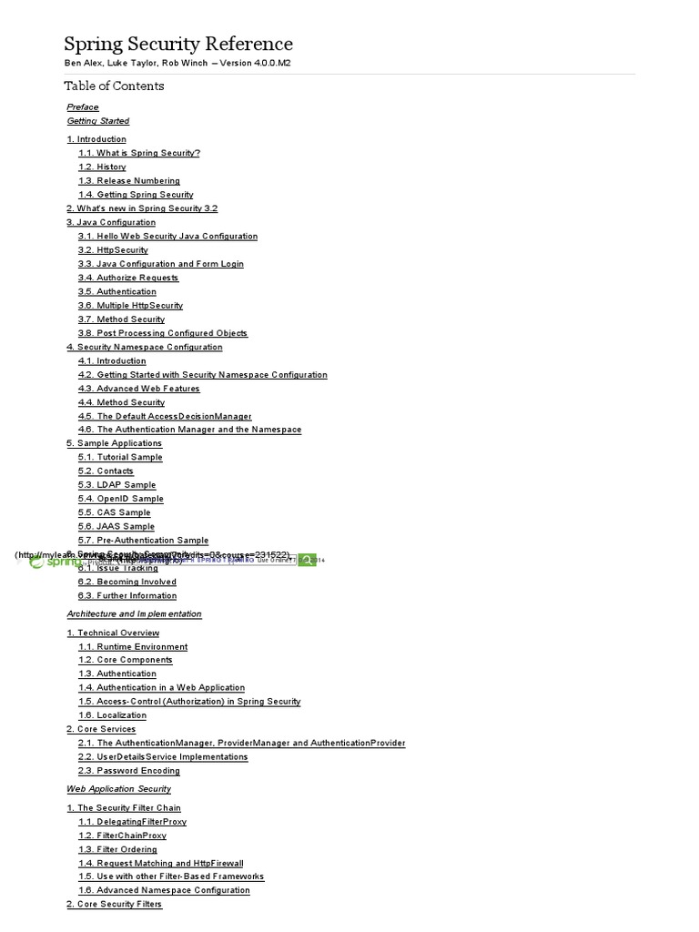 Spring Security Reference | PDF | Spring Framework | Java Servlet