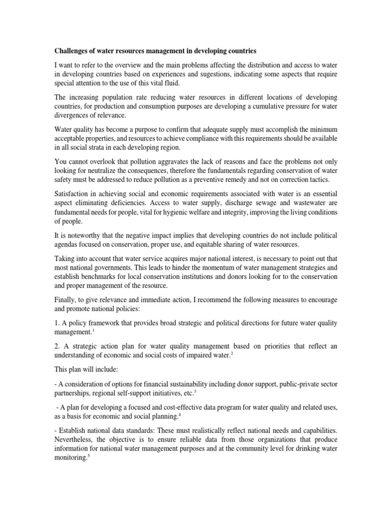 Challenges of Water Resources Management in Developing Countries ...