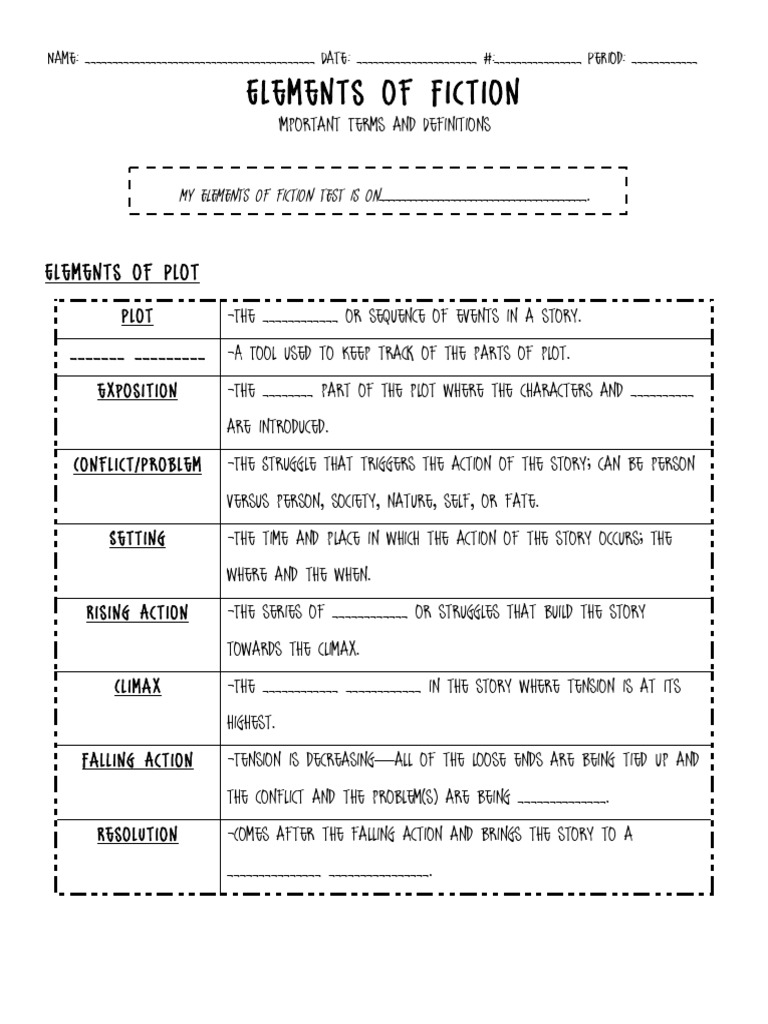 Elements of Fiction Study Guide | PDF | Plot (Narrative) | Narration