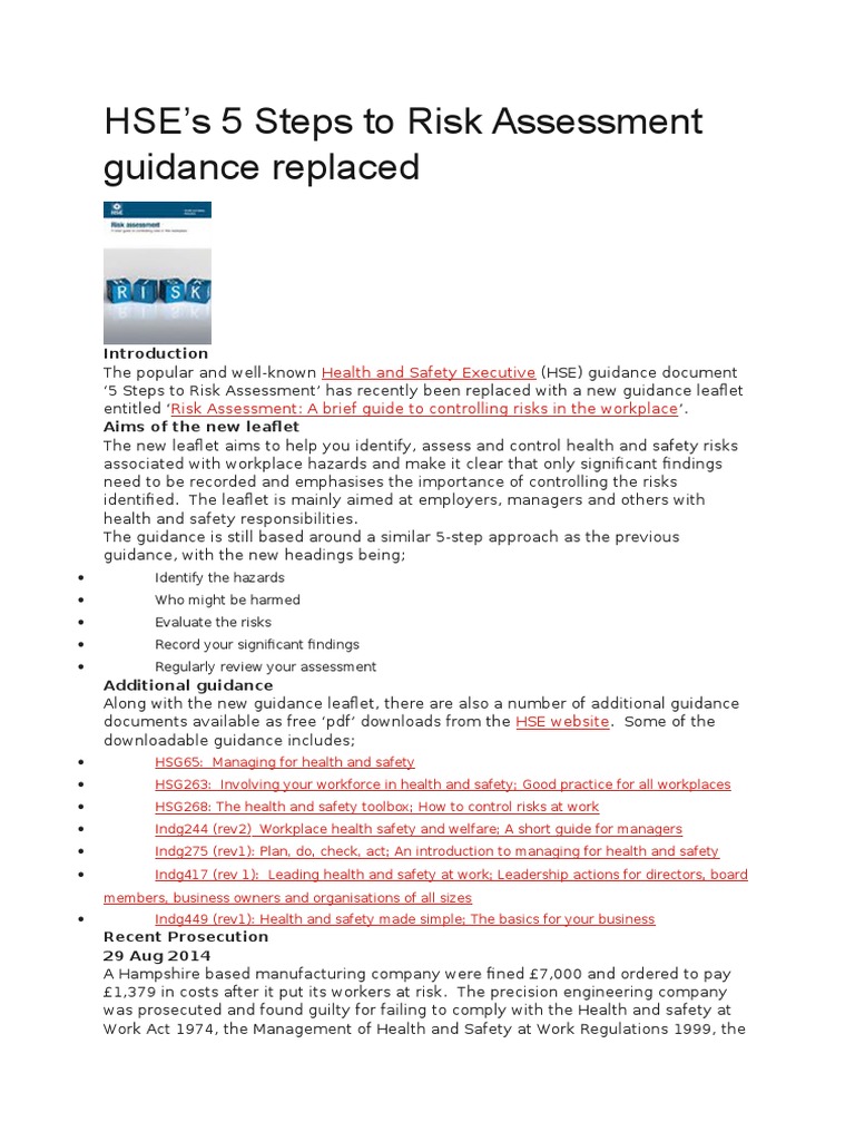 HSE 5 STEPS | Working Conditions | Occupational Safety And Health
