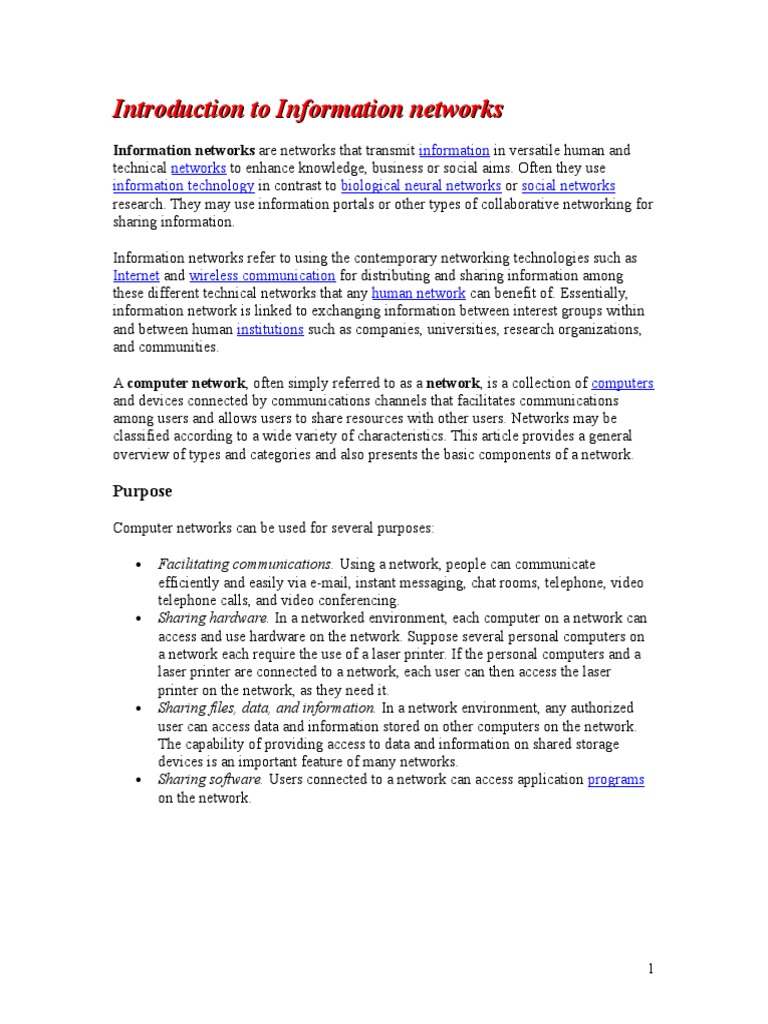 Overview of Information Networks | PDF | Network Topology | Gateway ...