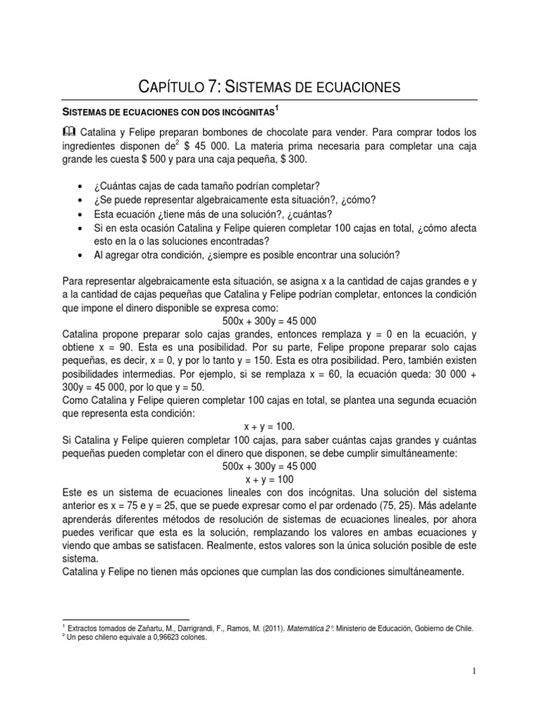 Capitulos 7 Sistemas de Ecuaciones | PDF | Ecuaciones | Fracción ...