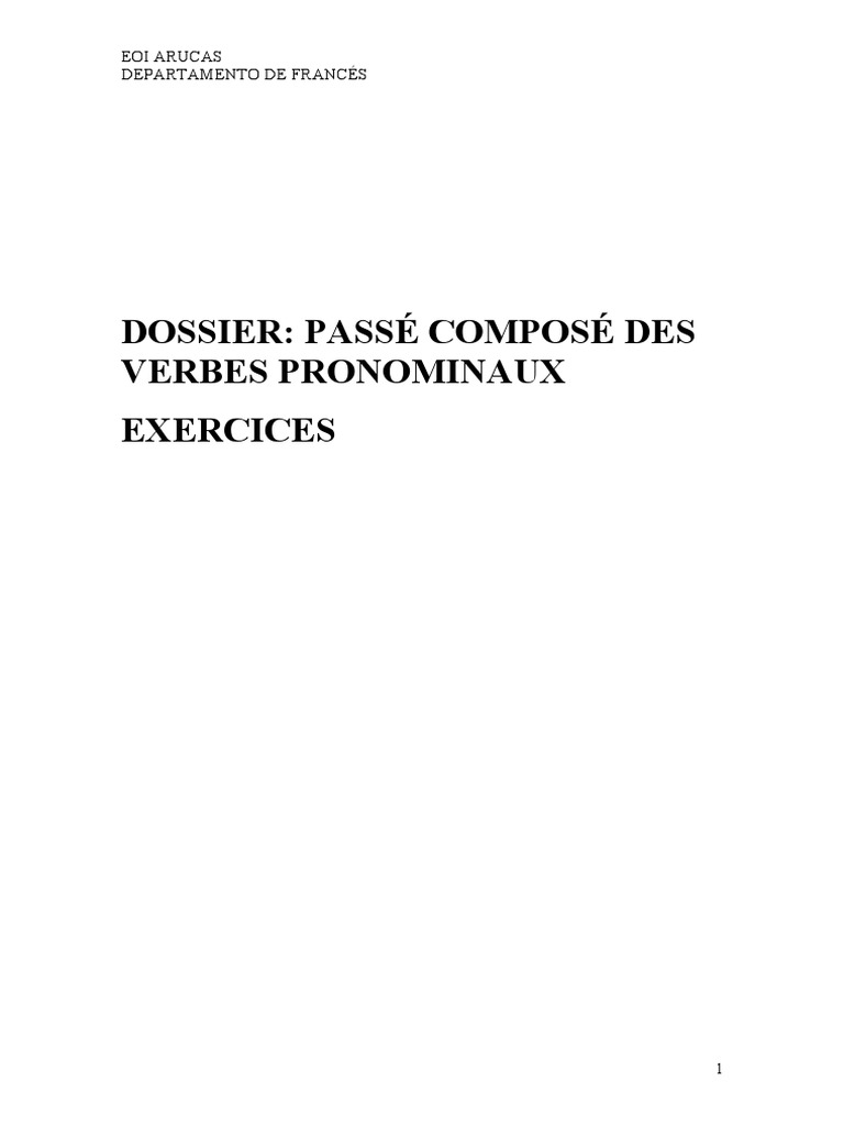 Passé Composé des Verbes Pronominaux | PDF | Échecs | Jeux et activités