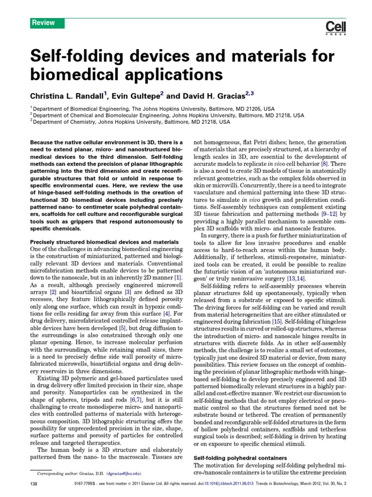Self-Folding Devices and Materials For Biomedical Applications | PDF ...