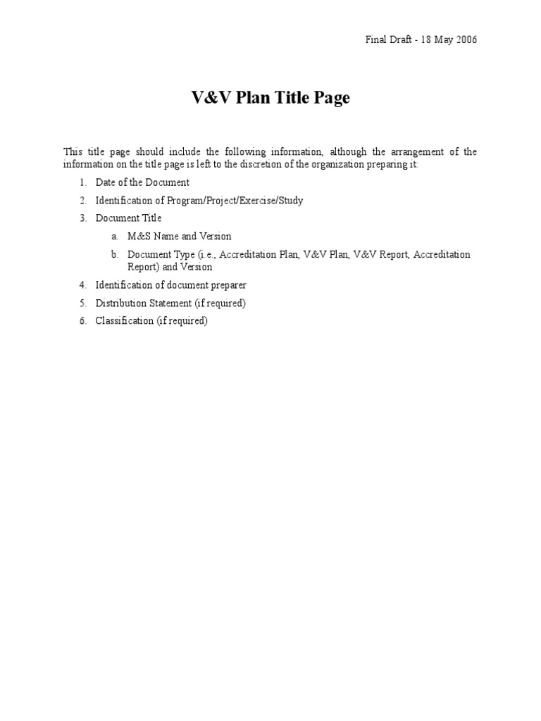 Verification and Validation Plan Template | PDF | Verification And ...