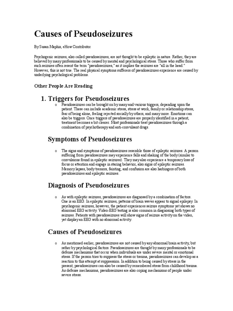Causes of Pseudoseizures | Epilepsy | Psychological Trauma