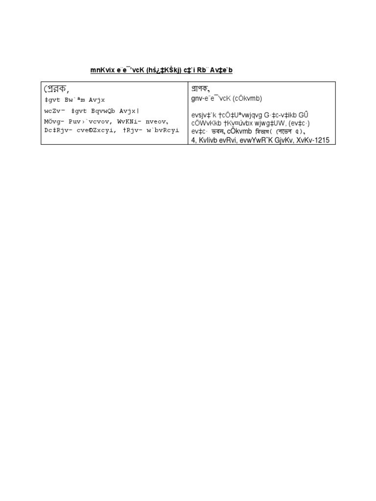 Bangla Form | PDF