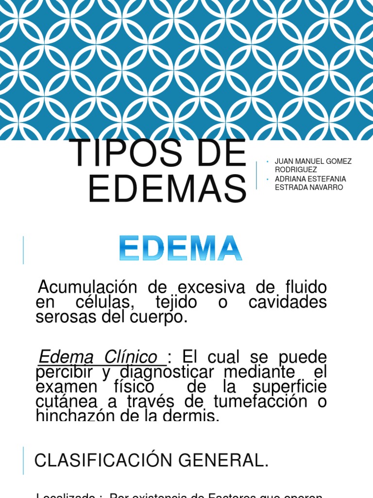 Clasificación y Tipos de Edemas | PDF | Edema | Medicina