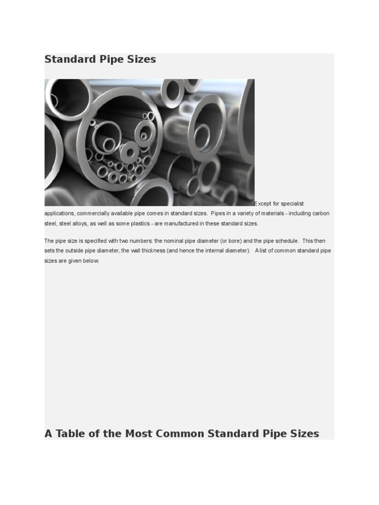 Steel Pipe Sizes | PDF | Pipe (Fluid Conveyance) | Industries