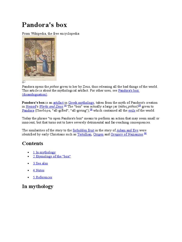 Pandora Box | PDF | Mythology | Ancient Greek Religion