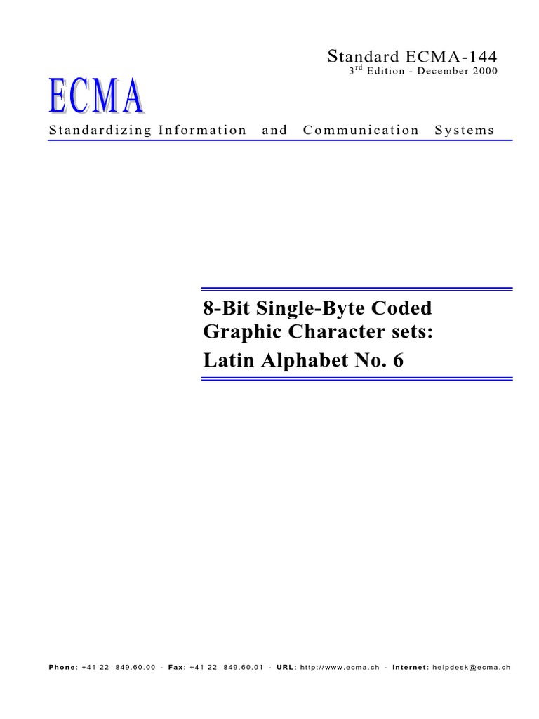 8-Bit Single-Byte Coded Graphic Character Sets: Latin Alphabet No. 6 | PDF | Character Encoding ...
