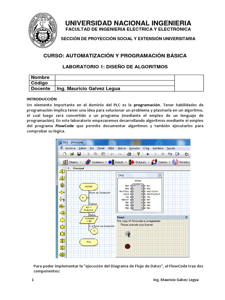 Guia Laboratorio 1 - FlowCode | PDF | Algoritmos | Electrónica