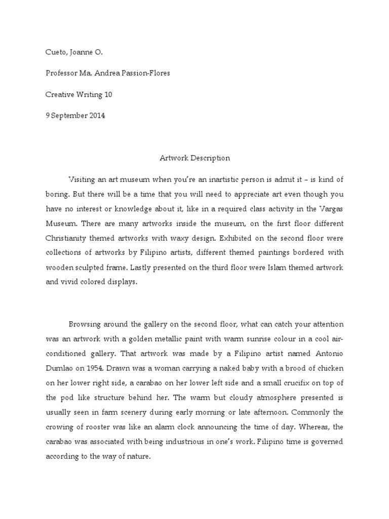 CW 10 - Artwork Description | PDF | Paintings | Arts (General)