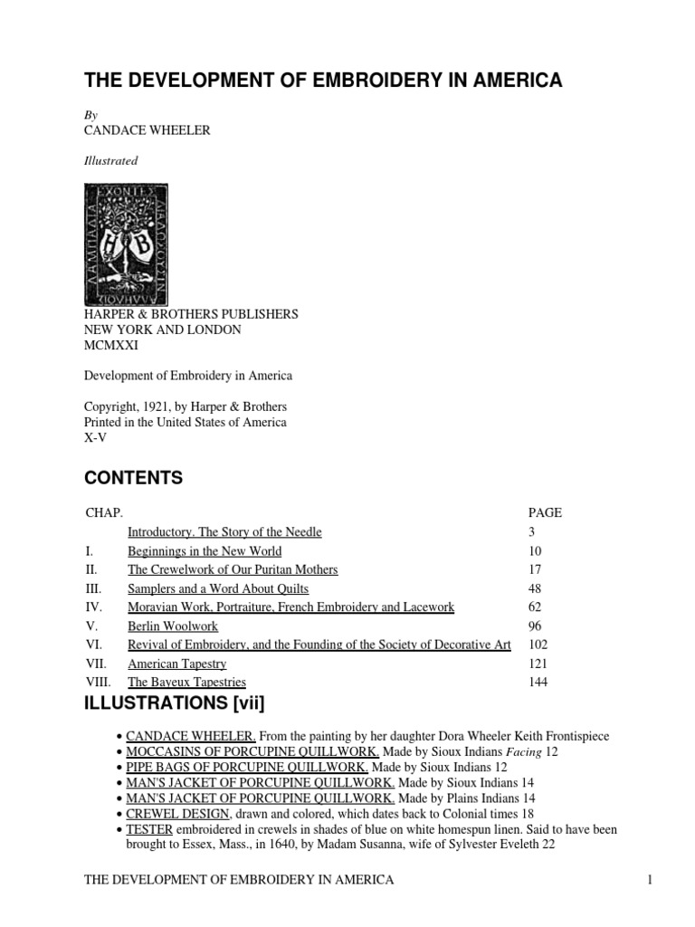 The Development of Embroidery in America by Wheeler, Candace, 1827-1923 ...