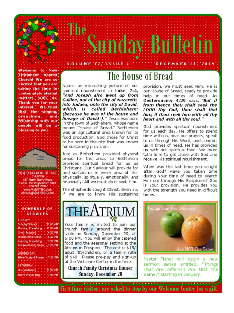 The Sunday Bulletin | PDF | Salvation | Jesus