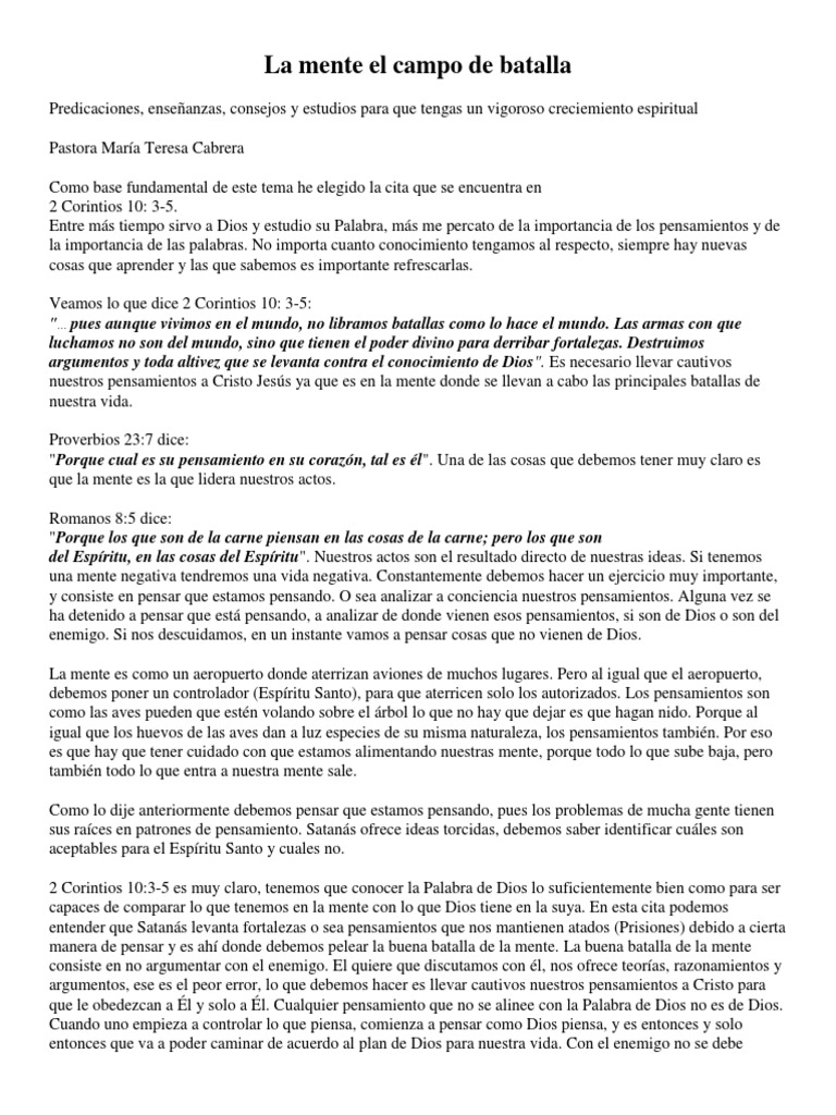 La Mente El Campo de Batalla | PDF | Cristo (título) | Dios