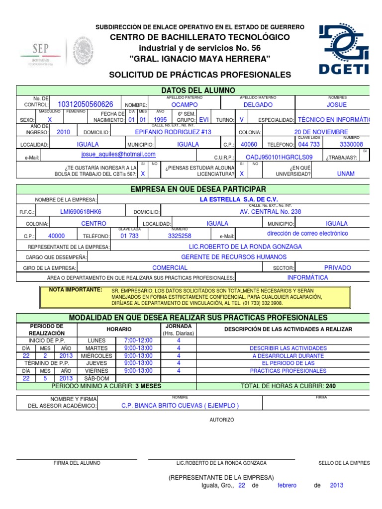 Solicitud de Prácticas Profesionales | PDF | Business