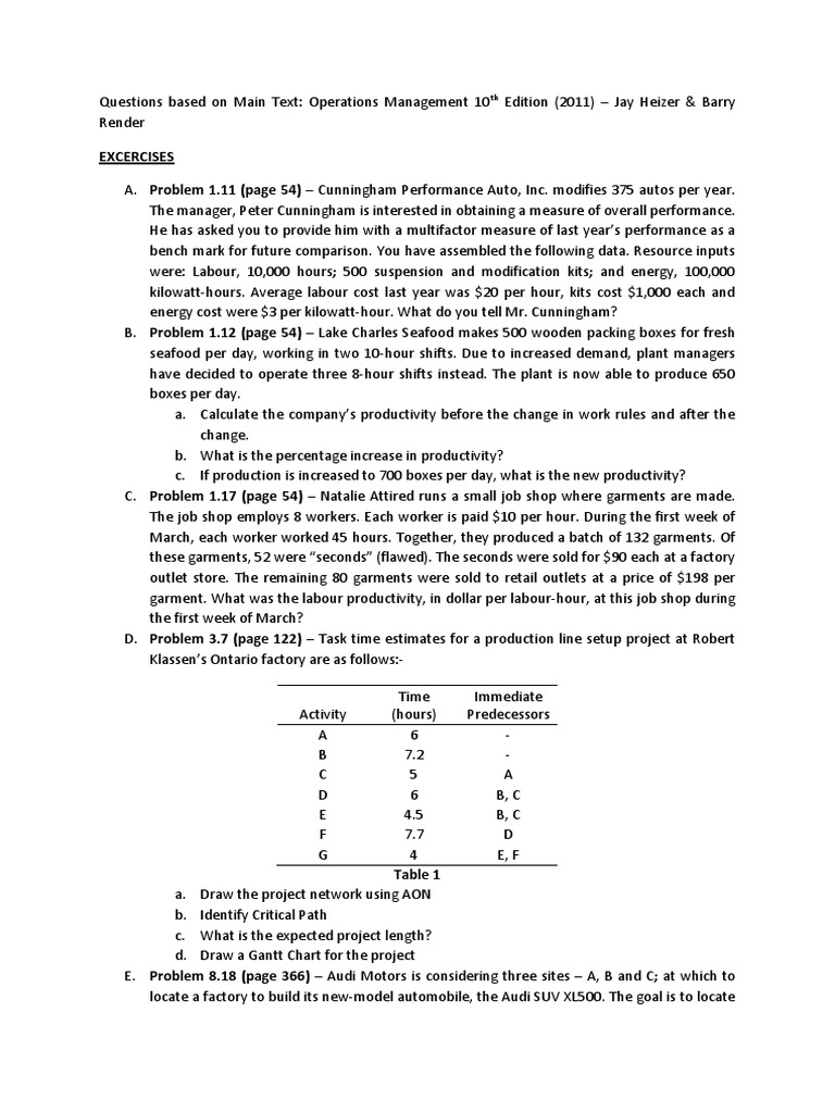 Operations Management | PDF | Operations Management | Business Economics