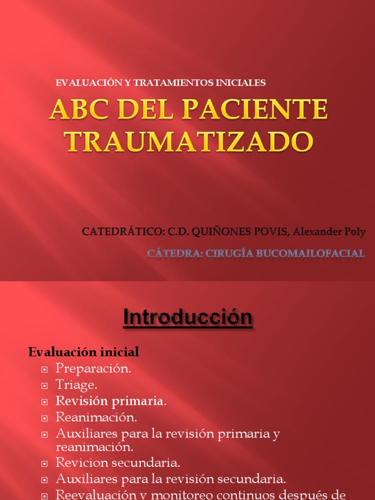 ABC Del Paciente Traumatizado | PDF | Lesión | Reanimación cardiopulmonar