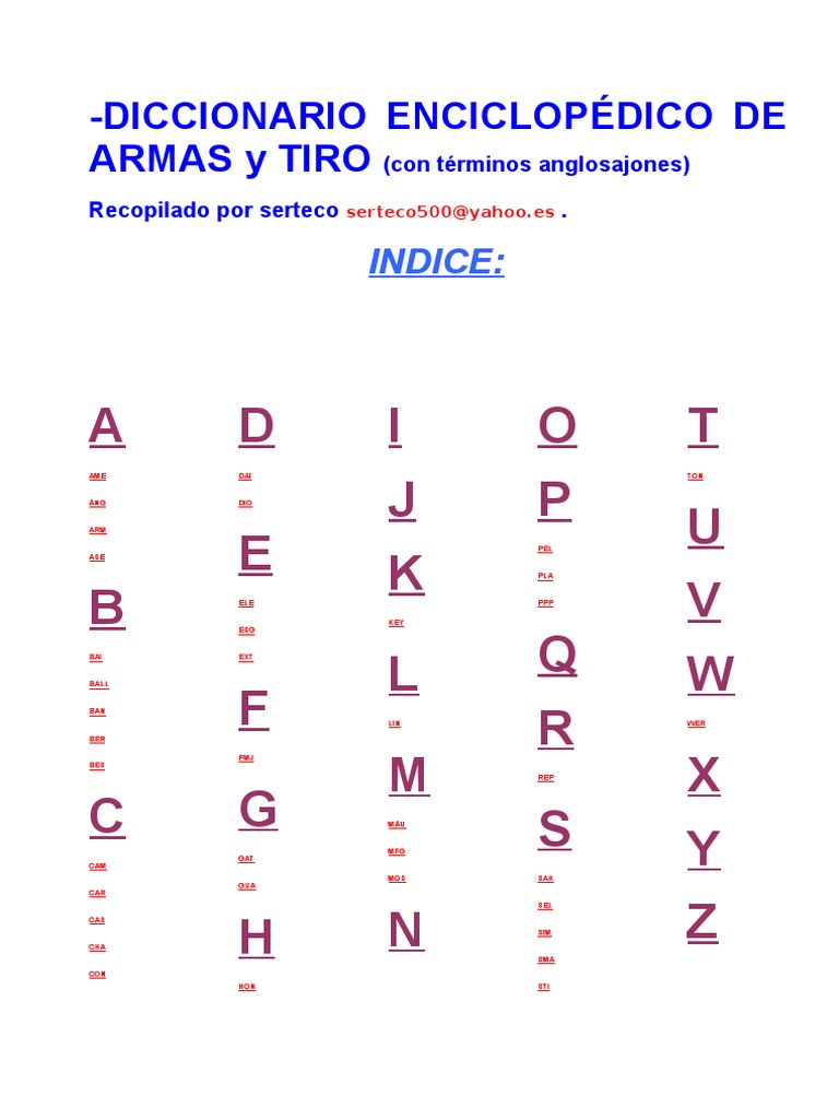 Diccionario Armas | PDF | Ametralladora | Armas de fuego