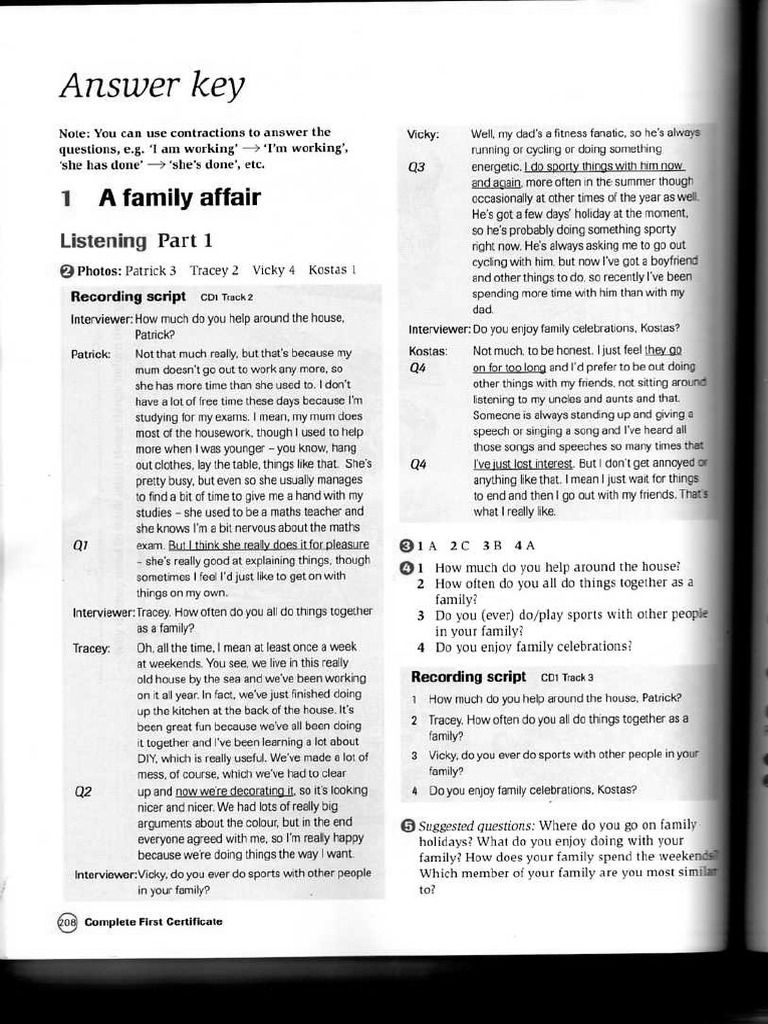 Complete First Certificate With Answers Key | PDF