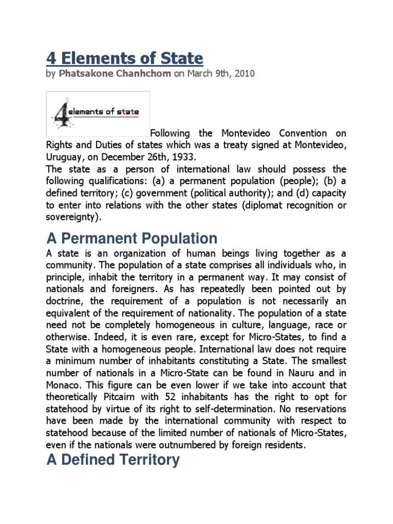 4 Elements of State | Sovereignty | Sovereign State