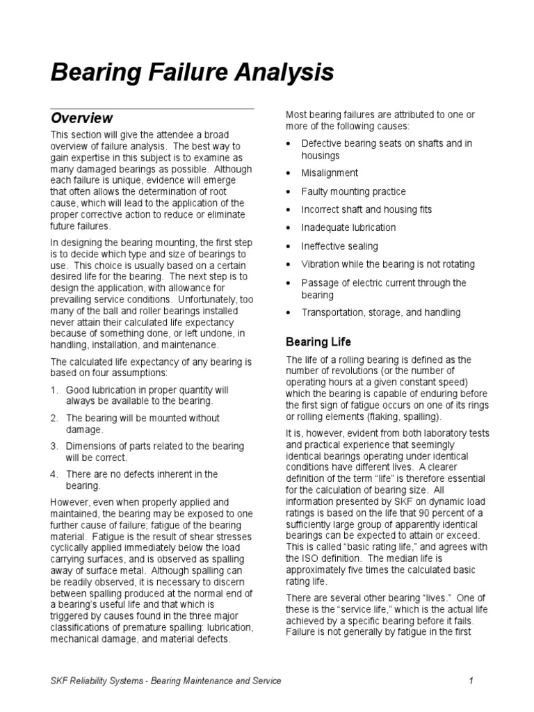 Bearing Failure Analysis Overview | PDF | Bearing (Mechanical) | Wear