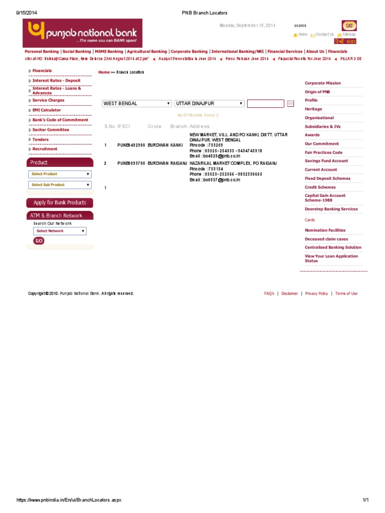 PNB Branch Locators | PDF