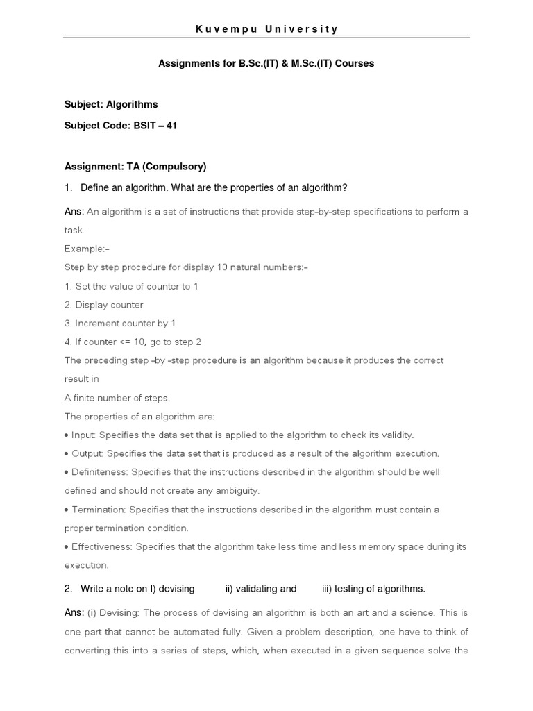 Define An Algorithm What Are The Properties Of An Algorithm Ans Pdf Queue Abstract Data