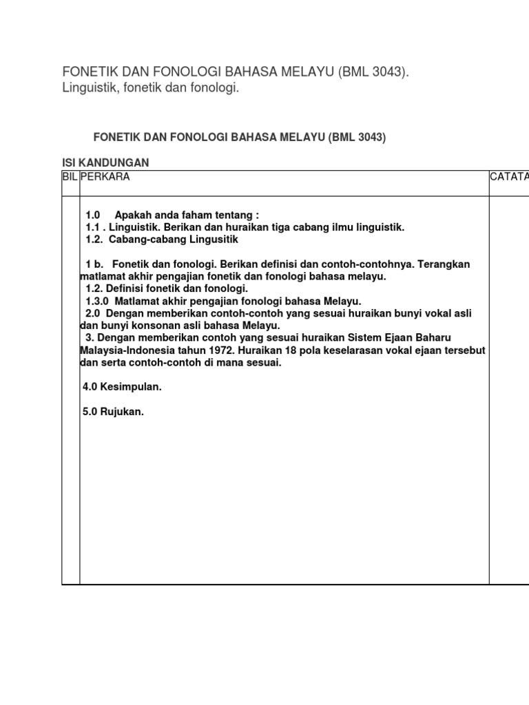 Nota Fonetik Dan Fonologi | PDF | Seni & Disiplin Bahasa